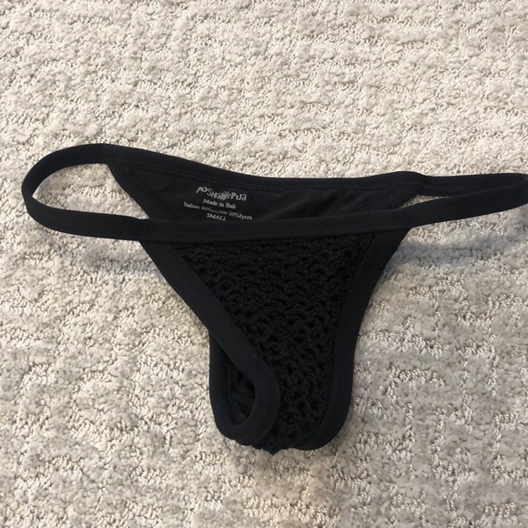 Posh Pua | Swim | Posh Pau Black Woven Knit Thong Bikini Bottoms | Poshmark